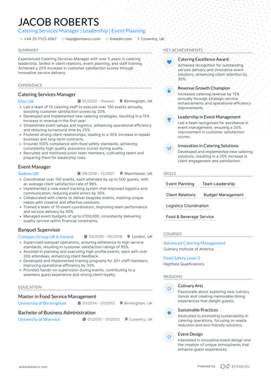 Catering CV Examples & Guide for 2026