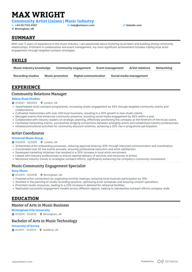 Musician CV Examples & Guide for 2026