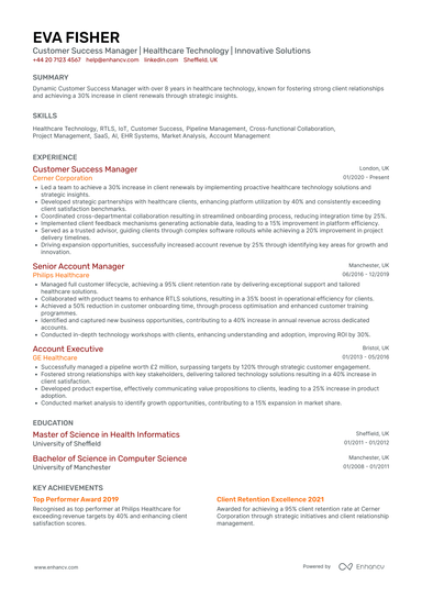 Customer Success Manager CV Examples & Guide for 2026