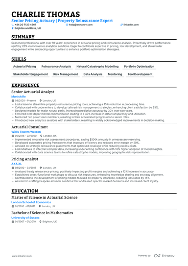 Actuary CV Examples & Guide for 2026