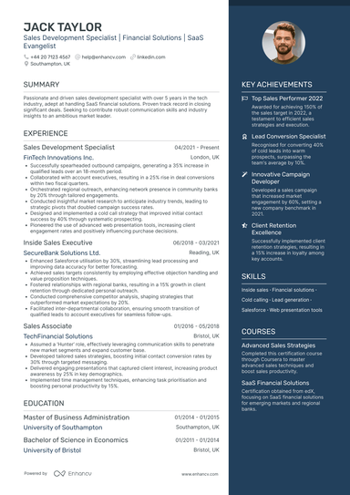 Sales Development Representative CV Examples & Guide for 2026