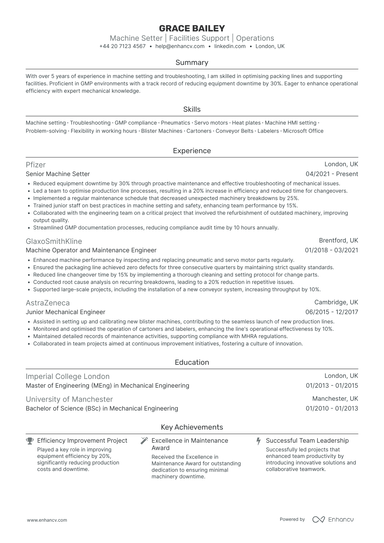 Machine Operator CV Examples & Guide for 2026