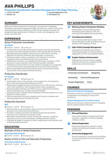 Film Production CV Examples & Guide for 2026