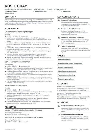 Environmental Consultant CV Examples & Guide for 2026