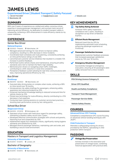 Bus Driver CV Examples & Guide for 2026