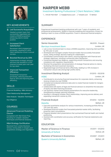 Investment Banking Analyst CV Examples & Guide for 2026