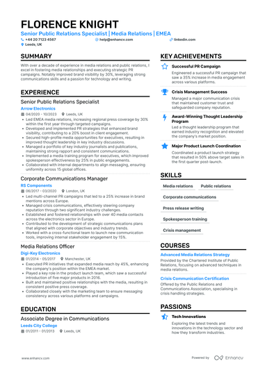 Public Relations CV Examples & Guide for 2026