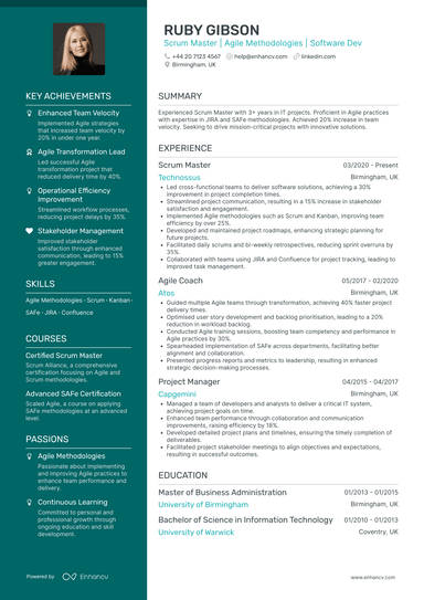 Scrum Master CV Examples & Guide for 2026