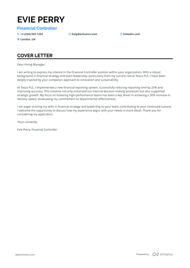 Financial Controller Cover Letter Examples & Guide for 2026