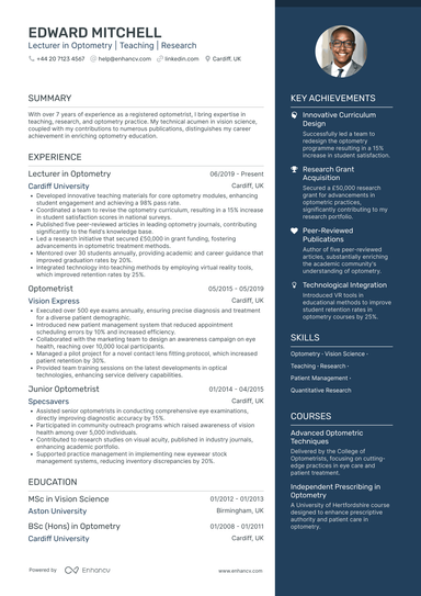 Optometry CV Examples & Guide for 2026