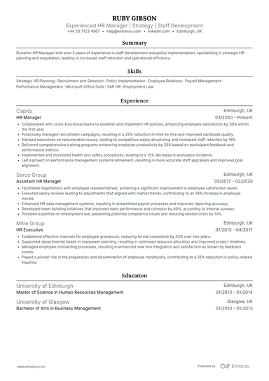 Human Resources CV Examples & Guide for 2026