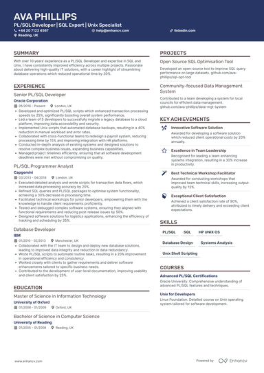 SQL Developer CV Examples & Guide for 2025