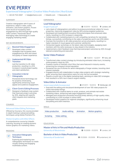 Cinematographer CV Examples & Guide for 2026