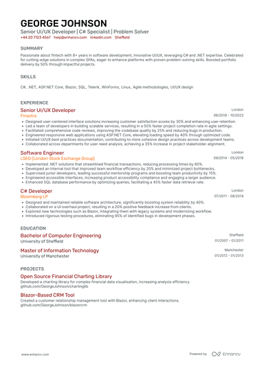 .Net Developer CV Examples & Guide for 2026