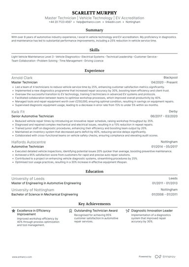 Mechanic CV Examples & Guide for 2026