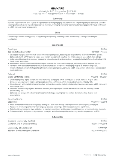 Copywriter CV Examples & Guide for 2026