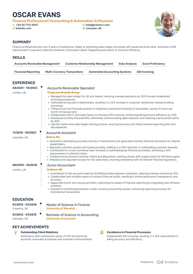 Accounts Receivable CV Examples & Guide for 2026