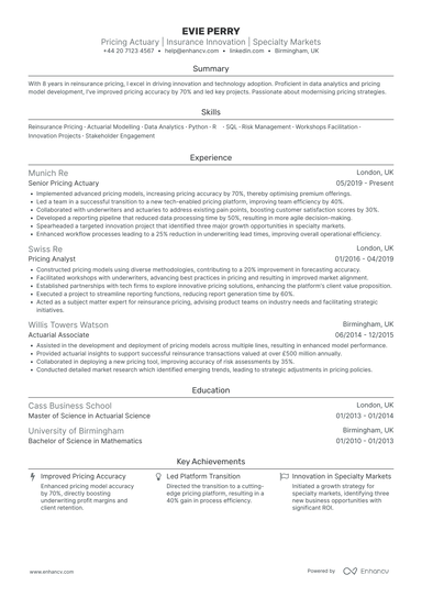 Actuary CV Examples & Guide for 2026