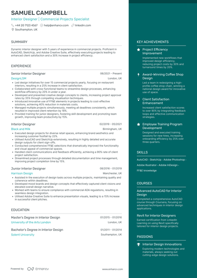 Interior Designer CV Examples & Guide for 2026