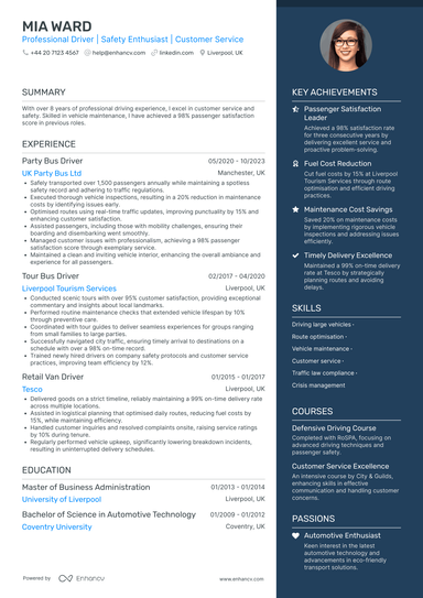 Bus Driver CV Examples & Guide for 2026