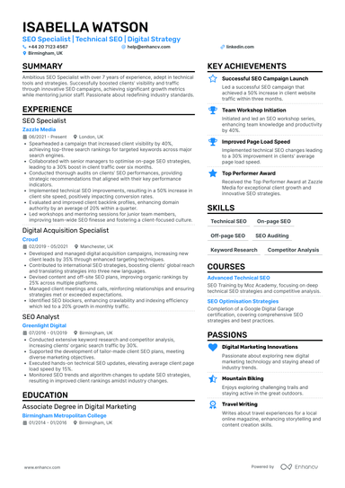 SEO CV Examples & Guide for 2026
