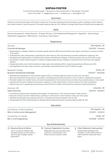 Commercial Manager CV Examples & Guide for 2026