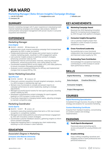 Marketing Manager CV Examples & Guide for 2026