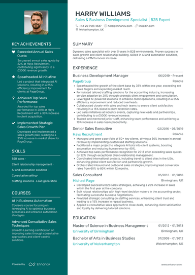 Business Development Executive CV Examples & Guide for 2026
