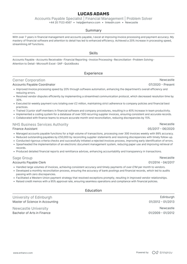 Accounts Payable CV Examples & Guide for 2026