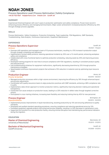 Chemical Engineer CV Examples & Guide for 2026
