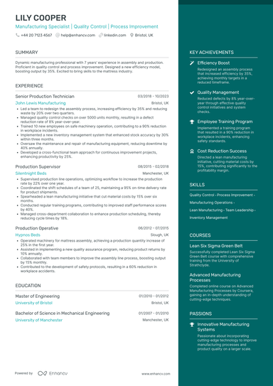 Factory Worker CV Examples & Guide for 2026