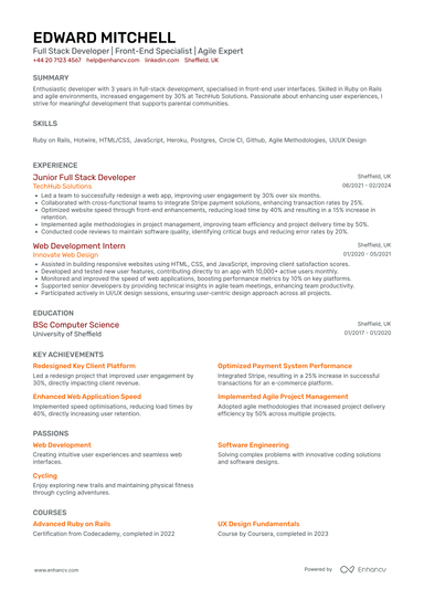 Junior Software Developer CV Examples & Guide for 2025