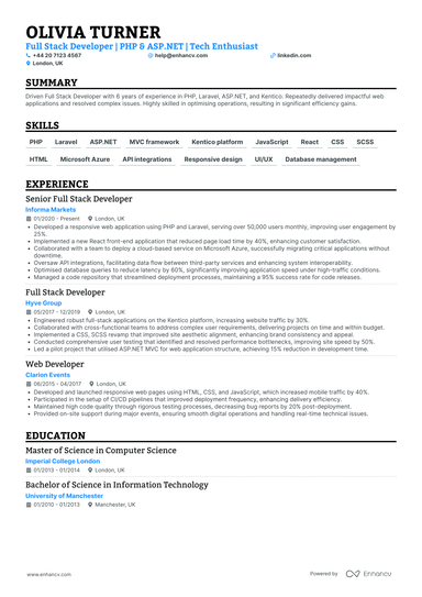 Full Stack Developer CV Examples & Guide for 2026