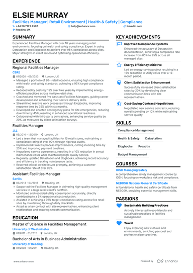 Facilities Manager CV Examples & Guide for 2026