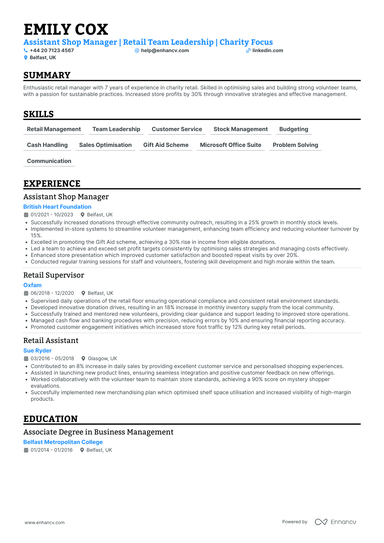 Shop Assistant CV Examples & Guide for 2026