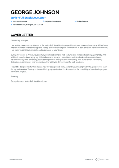 Full Stack Developer Cover Letter Examples & Guide for 2025