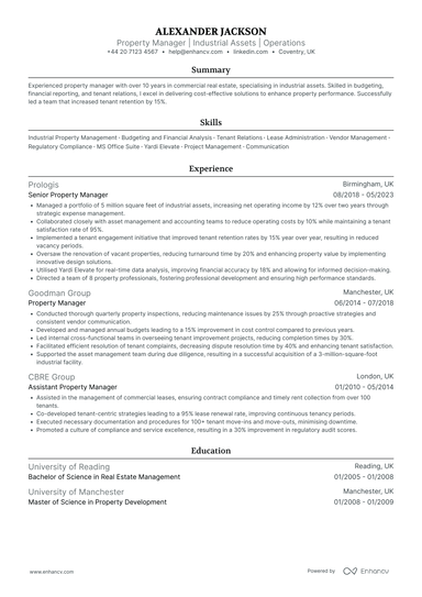 Property Manager CV Examples & Guide for 2026