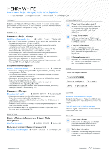 Procurement Manager CV Examples & Guide for 2026