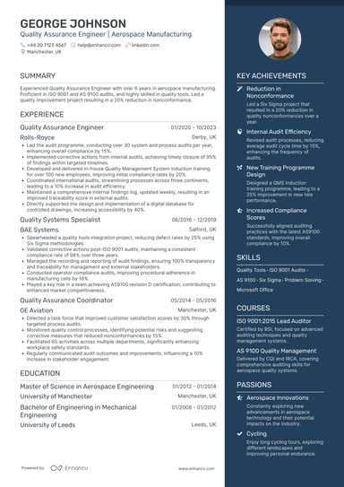 Quality Engineer CV Examples & Guide for 2026