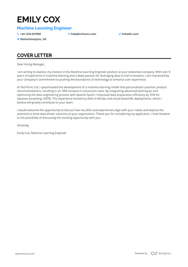Machine Learning Cover Letter Examples & Guide for 2026