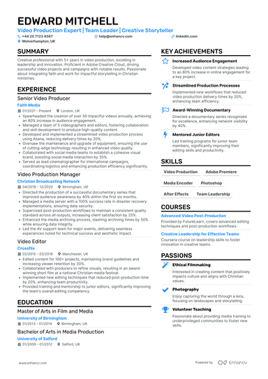 Cinematographer CV Examples & Guide for 2026