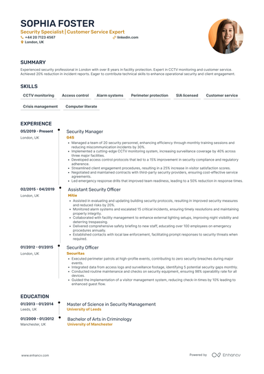 Security Officer CV Examples & Guide for 2026
