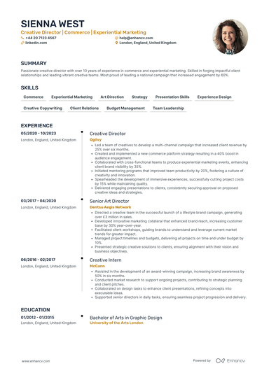 Creative Director CV Examples & Guide for 2026