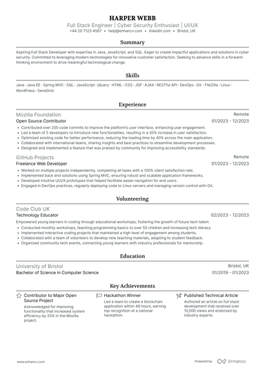 Software Engineer Intern CV Examples & Guide for 2026