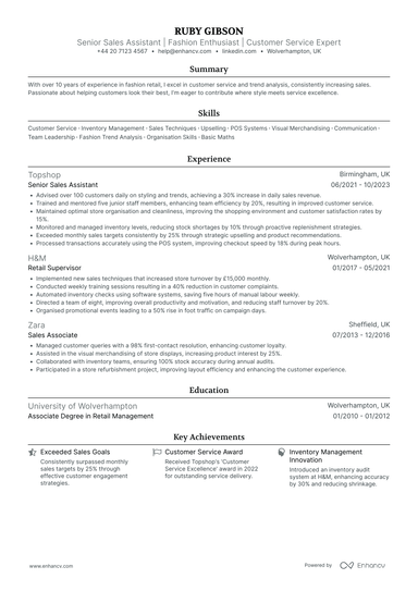 Shop Assistant CV Examples & Guide for 2026