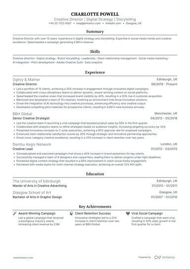Creative Director CV Examples & Guide for 2026