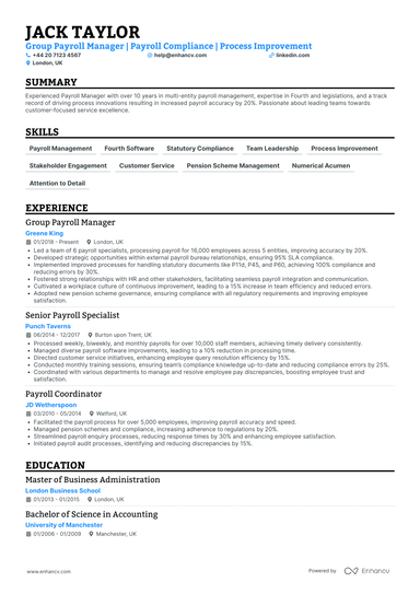 Payroll Manager CV Examples & Guide for 2026