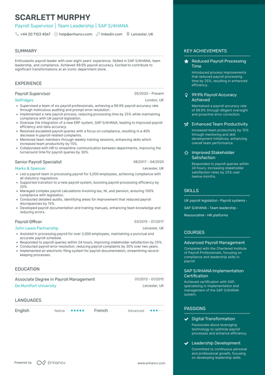 Payroll Manager CV Examples & Guide for 2026