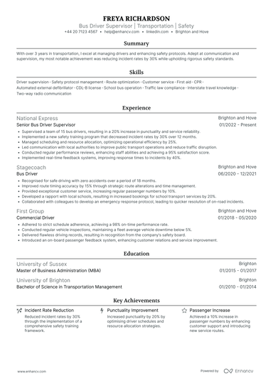 Bus Driver CV Examples & Guide for 2026