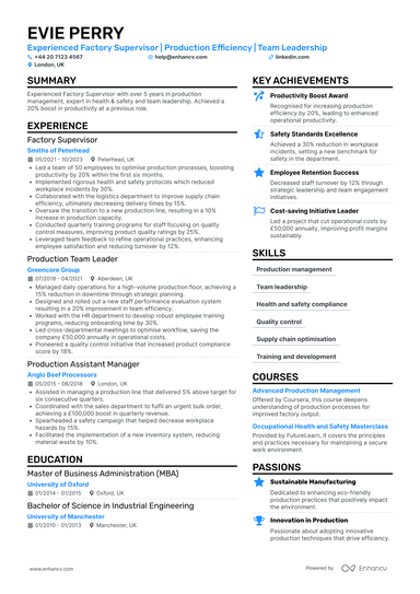 Factory Worker CV Examples & Guide for 2026